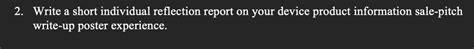 Solved Write A Short Individual Reflection Report On Your