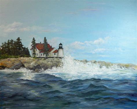 Maine Lighthouse Painting By Sandra Nardone Fine Art America