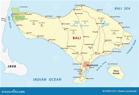 Bali Map Stock Vector Image 56281125
