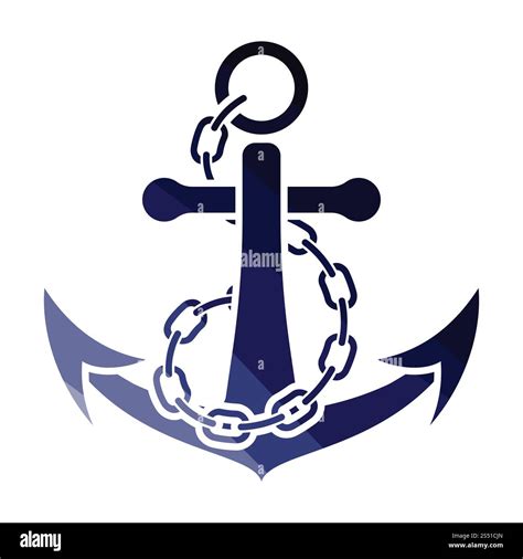 Sea Anchor With Chain Icon Sea Anchor With Chain Icon Flat Color Design Vector Illustration