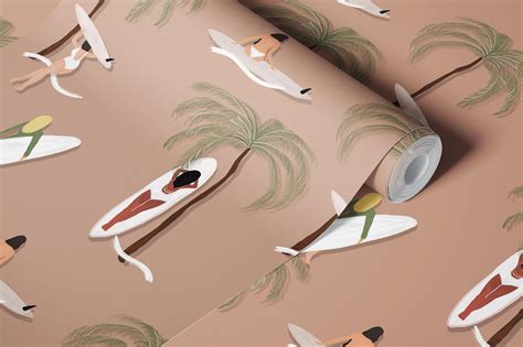 Tropical Surf Wallpaper With Palm Trees