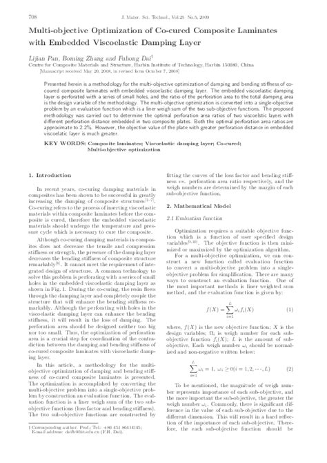 Pdf Multi Objective Optimization Of Co Cured Composite Laminates With