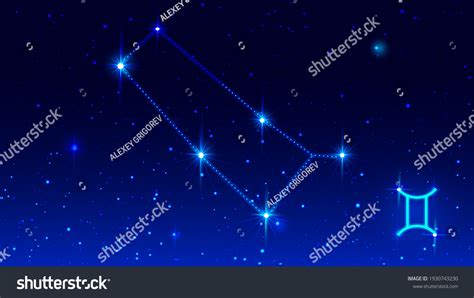 Constellation Twins Night Starry Sky Zodiac Stock Vector Royalty Free