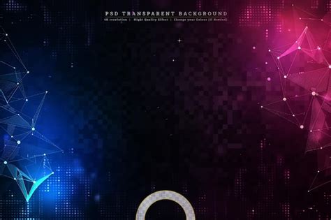 Premium PSD Abstract Technology With Low Poly Mesh Diagram On Transparent Background