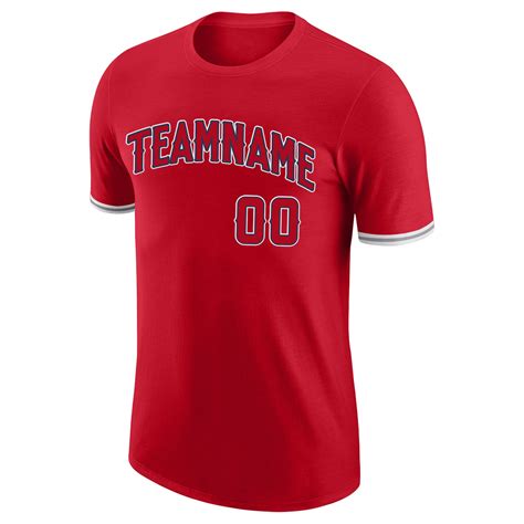 Custom Red Red Navy T Shirt
