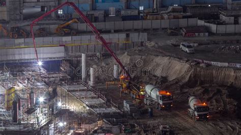 Pile Driving In Foundation Pit For Construction Of Apartment Complex