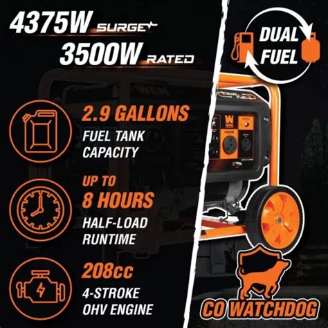 Wen Df430x 4375 3500 Watt Dual Fuel Portable Generator With Wheel Kit
