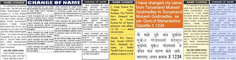 Name Change Ads Onward In Newspaper Name Change Advertisement Mumbai