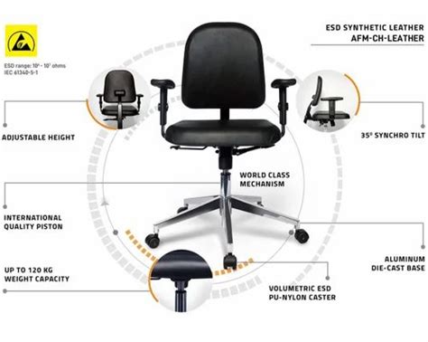Chrome Plated Steel Base Wheel Type Anti Static Esd Chair For