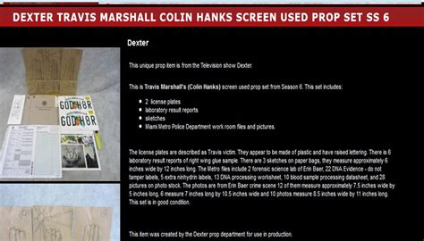 Dexter Props And Wardrobe Available From Vip Fan Auctions Collectors Hype Original Movie Prop