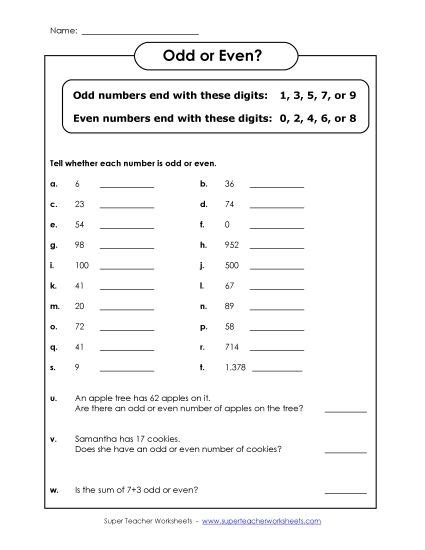 1st Grade Printable Pdf Even And Odd Worksheets