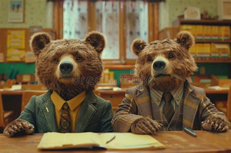 Two Bears In A Classroom Setting Stock Illustration Illustration Of