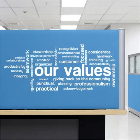Company Values Wall Decals Office Decor Employee Motivation The