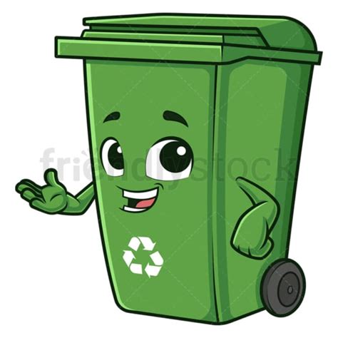 Happy Trash Bin Cartoon Clipart Vector Friendlystock