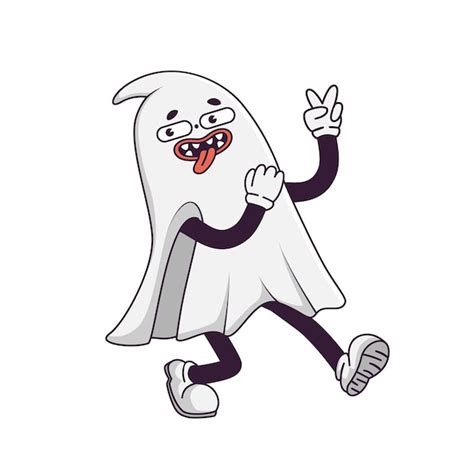 Premium Vector Cartoon Vintage Abstract Halloween Ghost Character