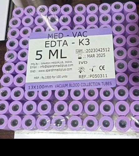 Glass K3 Edta 5ml Blood Collection Tubes Packaging Type Box At ₹ 39