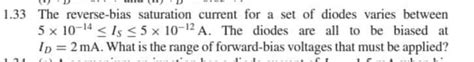 Solved 133 The Reverse Bias Saturation Current For A Set Of