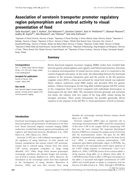 Pdf Association Of Serotonin Transporter Promoter Regulatory Region