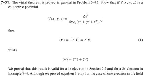 Solved The Virial Theorem Is Proved In General In Problem