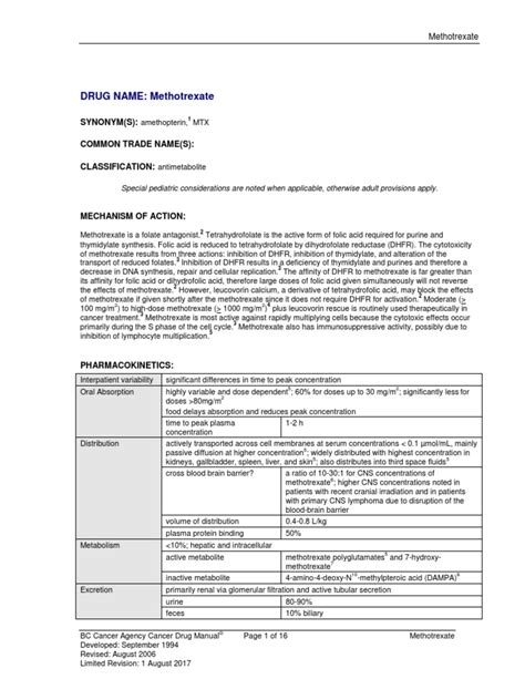 Drug Name Methotrexate Synonym S Common Trade Name S Classification Pdf Diseases