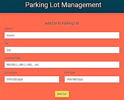Parking Lot Management System Using Javascript Management Javascript