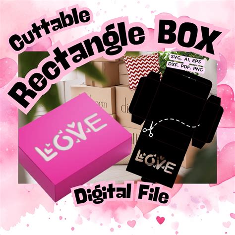 Love Rectangular Cuttable Window T Box Heart Decorations For Sweet