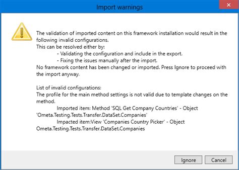 Importing Framework Items Ometa Technical Documentation