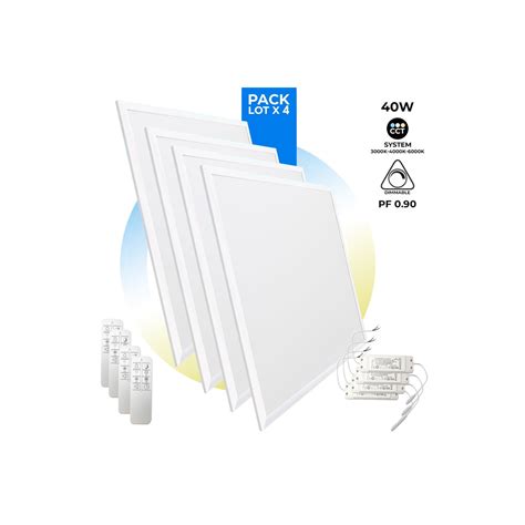 Pack Of 4 Led Panels Slim Cct Dimmable With Control 60x60cm 40w