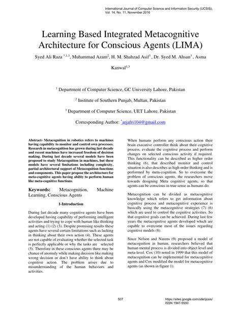 Pdf Learning Based Integrated Metacognitive Architecture For