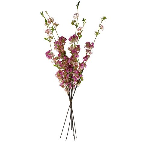 Pack Of 6 X 100cm Pink Blossom Spray Stem Leaf Design Wholesale