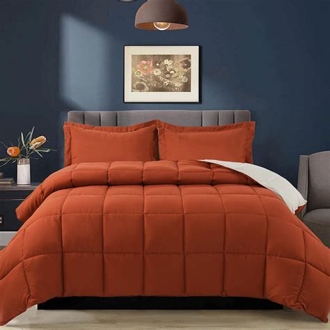 Down Alternative Comforter Set 3 Pcs With Shams All Season Reversible