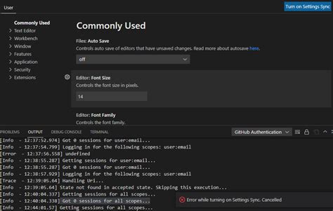 I CANT SYC MY VSCODE WITH GITHUB Issue Microsoft Vscode GitHub