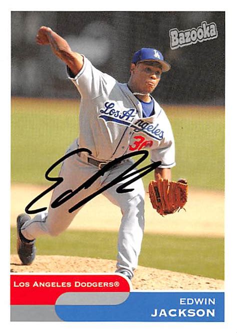 Edwin Jackson Autographed Baseball Card Los Angeles Dodgers 2004