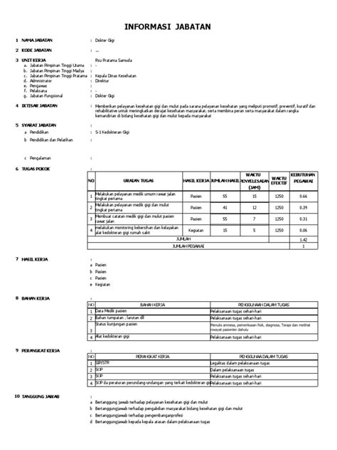 Formulir Anjab Exel Dokter Gigi Pdf
