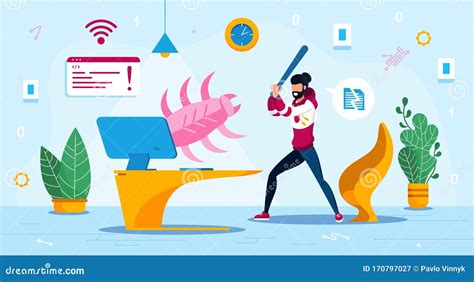 Digital Threats Protection Flat Vector Concept Stock Vector