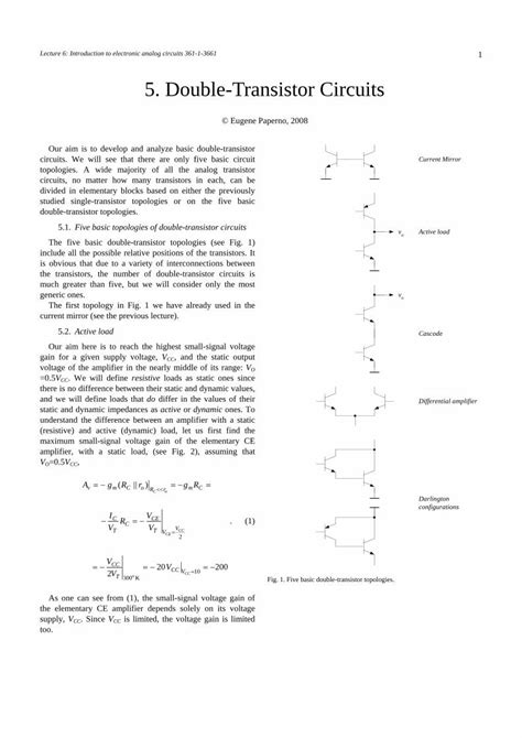 Pdf 5 Double Transistor Circuitspapernolecturenotes20122013