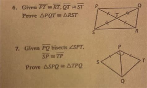 Solved Given PTRT QTST Prove PQT RST Given PQ Bisects Chegg