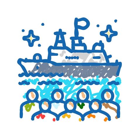 Navy Day Chinese Holiday Icon Doodle Illustration Stock Illustration