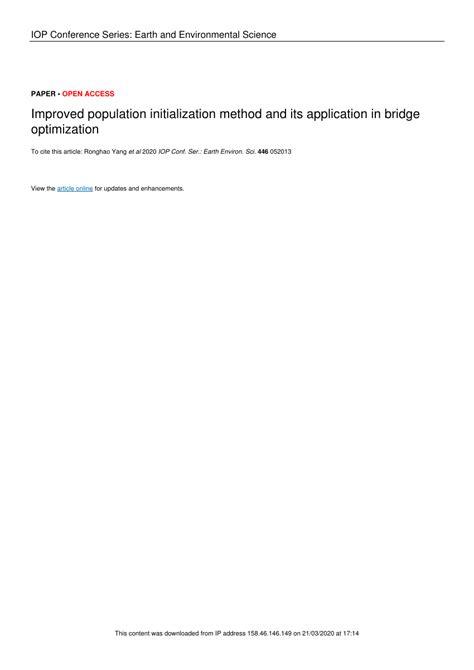 Pdf Improved Population Initialization Method And Its Application In