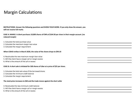 Individual Assignment Margin Calculations Fin 4203 Lambton College