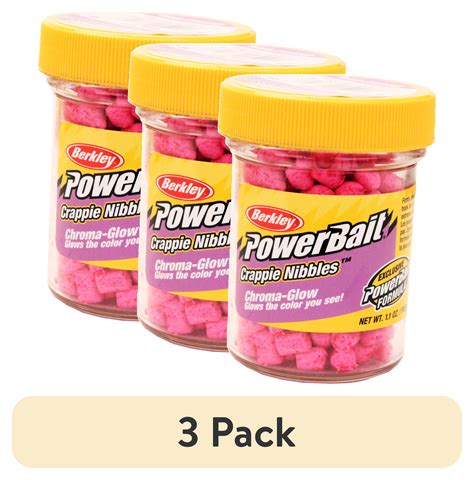 3 Pack Berkley Powerbait Chroma Glow Crappie Nibbles Fishing Dough