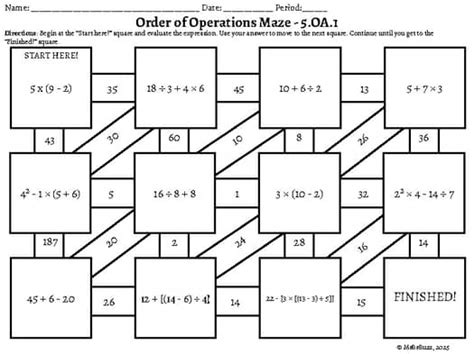 Order Of Operations Maze By Ms Bs Buzz Tpt