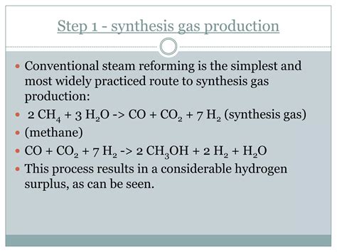 Manufacturing Process Of Methanol Pptx