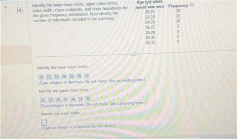 Solved Identify The Lower Class Limits ﻿upper Class Limits