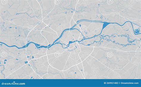 Oder River Map Wroclaw City Poland Watercourse Water Flow Blue On