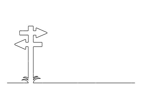 Premium Vector Road Direction Sign Arrows One Line Drawing Isolated