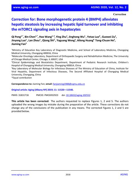 Pdf Correction For Bone Morphogenetic Protein 4 Bmp4 Alleviates