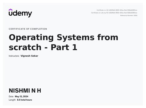Completed Operating Systems Course On Udemy Nishmi Nixon Posted On