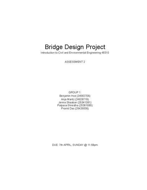 Intro To Civil And Environmental Enginnering Assignment Bridge Design Project Introduction To