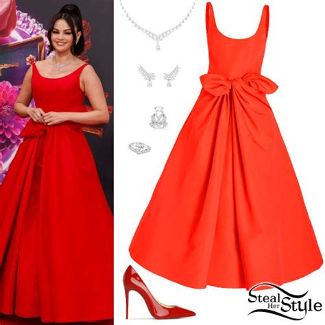 Selena Gomez Red Gown And Pumps Fashnfly